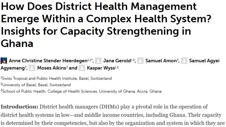 How Does District Health Management Emerge Within a Complex Health ...